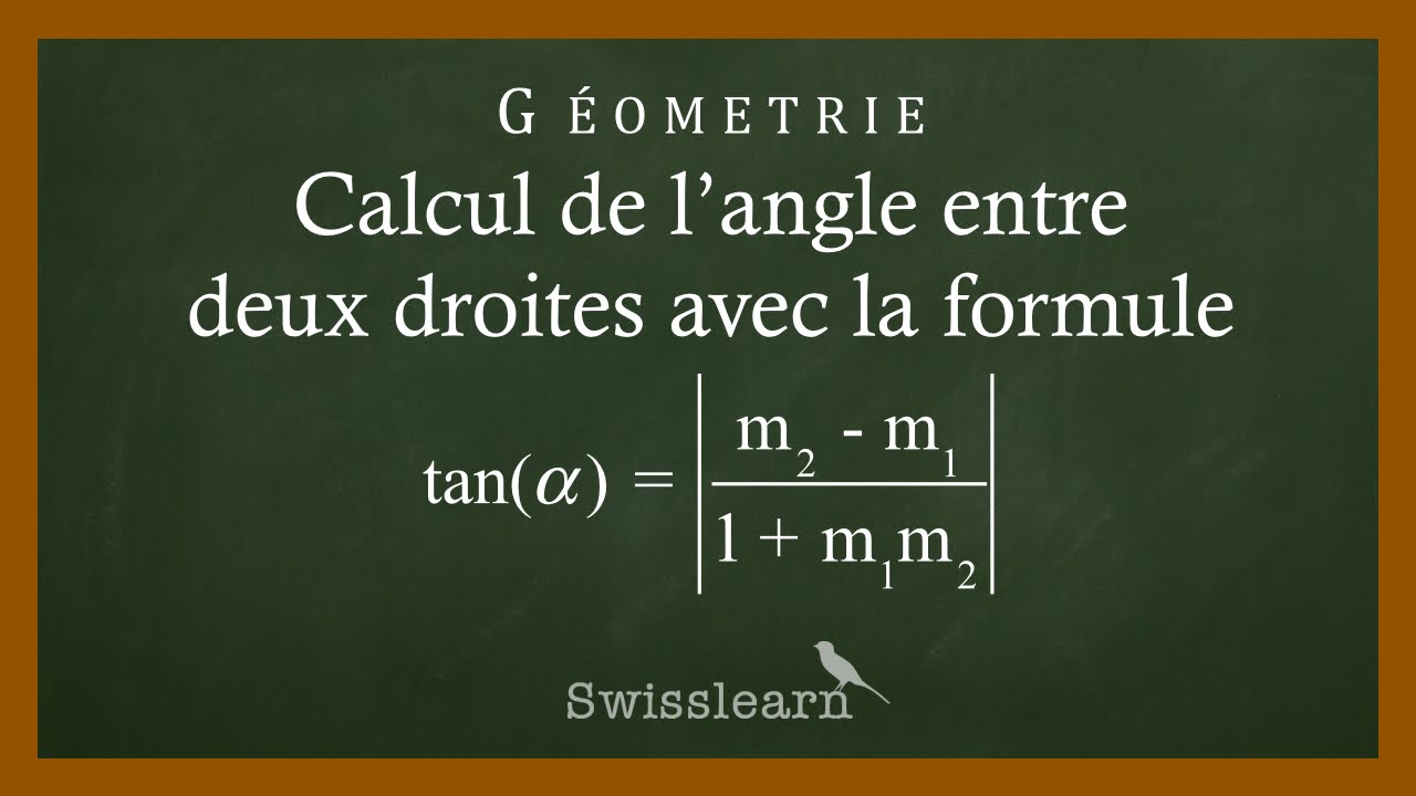 Calcul de l'angle entre deux droites avec la formule - YouTube
