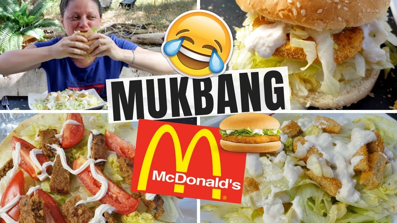 MUKBANG MCDONALD'S STYLE (MCCHICKEN, MCWRAP, CAESAR SALAD) EATING SHOW ...