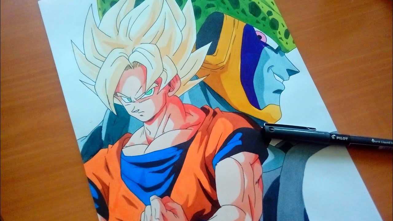 Speed Drawing - Goku vs Cell 孫悟空 VS セ-ル - YouTube