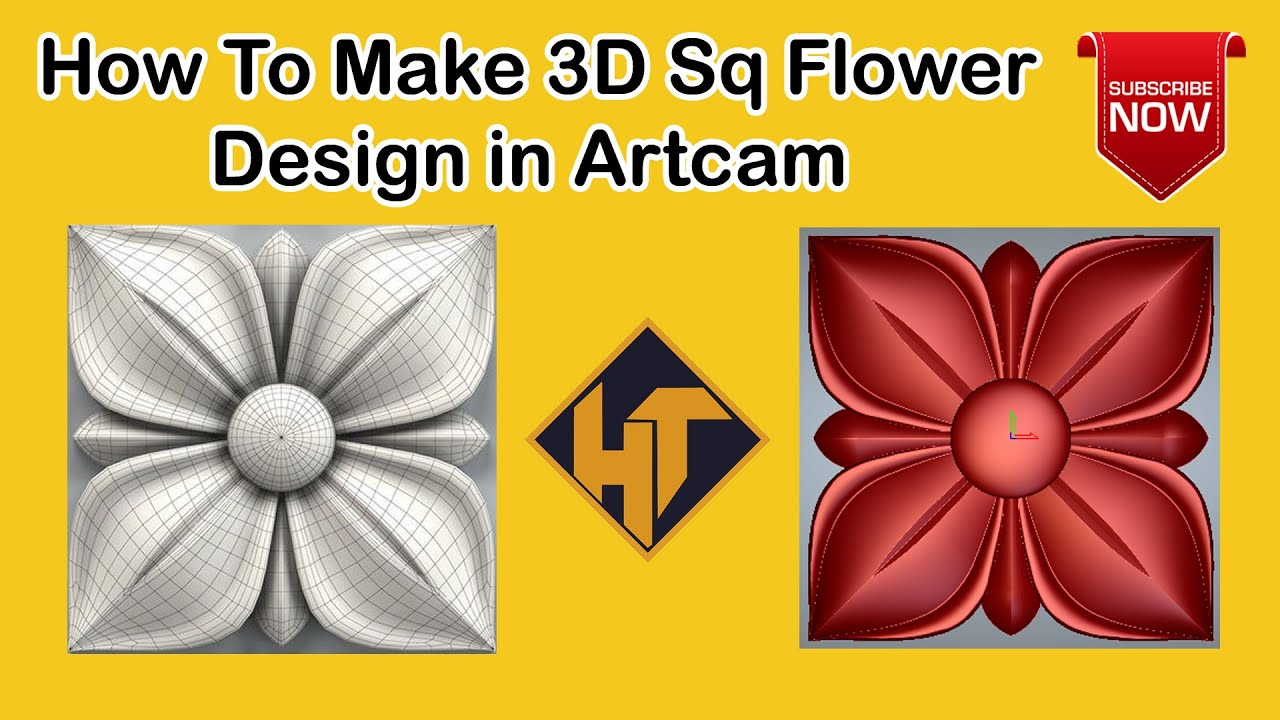 How To Make 3D Sq Flower Design in Artcam - YouTube