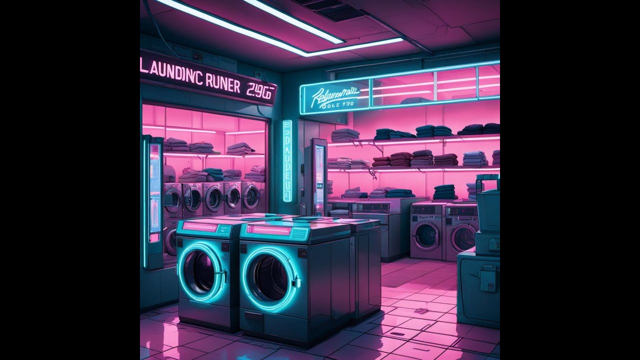 Cyberpunk Laundromat 24/7 Ambience - YouTube