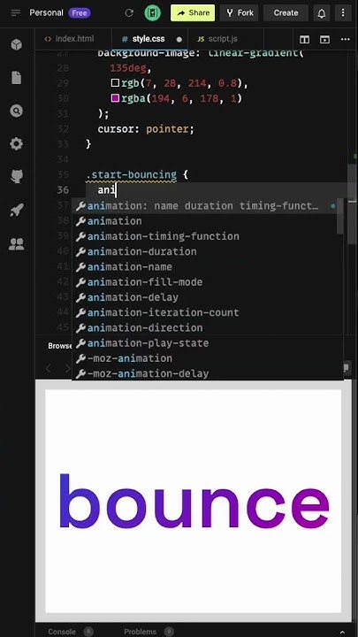 How to create "on-click" bouncing animation with CSS & JS #shorts #animation #css #js #bounce ...