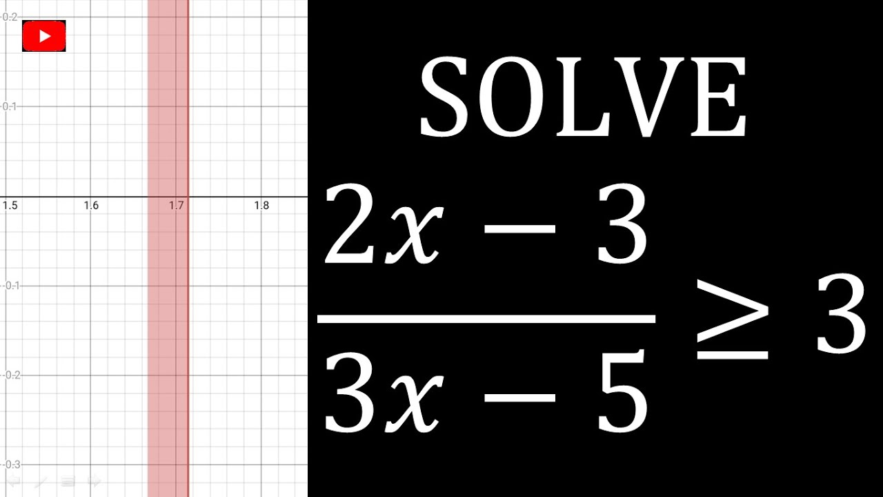 Solve (2x-3)/(3x-5) less than or equal to 3. - YouTube