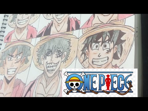 Drawing Monkey. d. luffy in different Anime Style || One Piece Part 2 ...