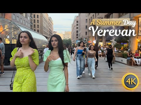 [4K] A Hot Summer Day in Yerevan | Walking Through Crowded Streets, Local Cafés and City Sights 