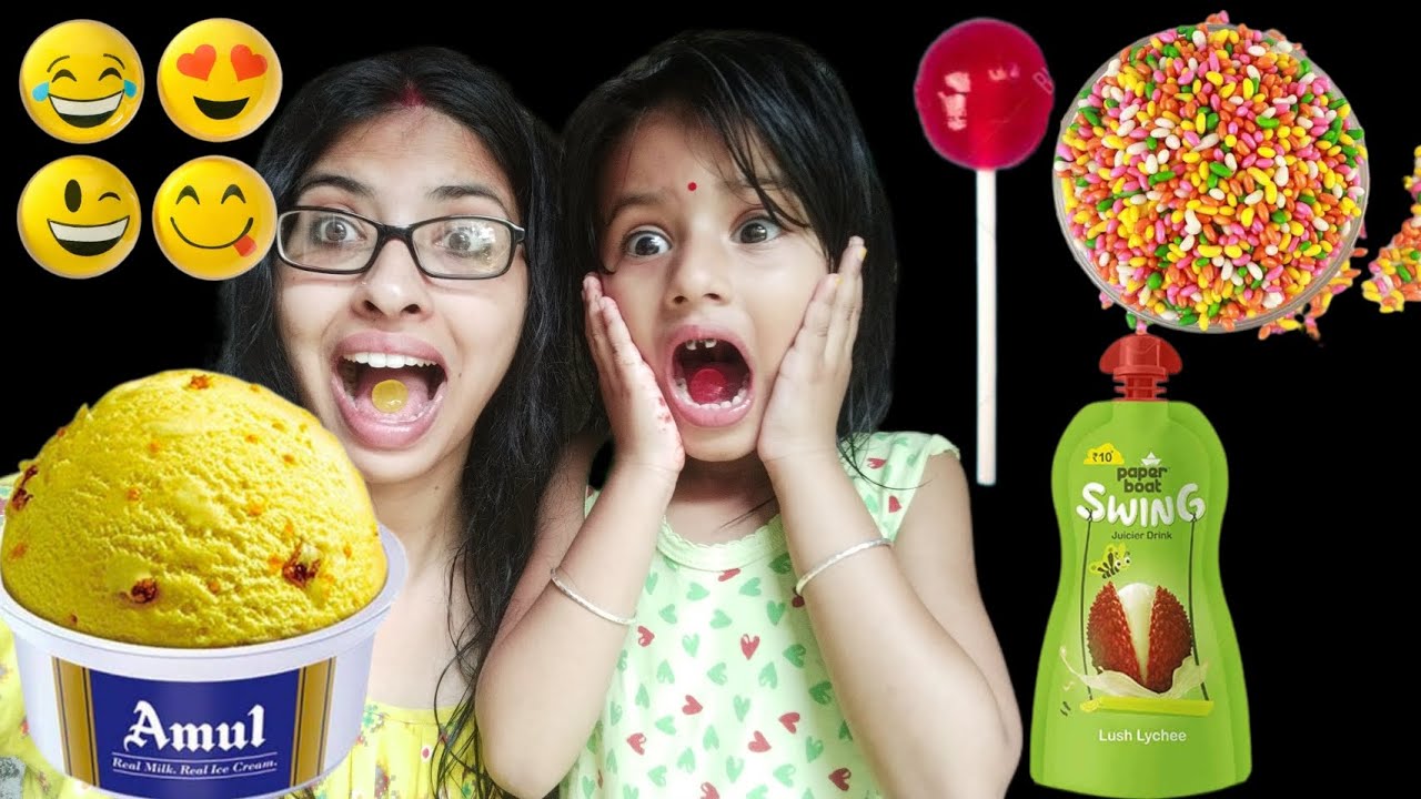 Amul ice cream, Emoji candy, lolipop Candy, pan mouri Candy, paperboat ...