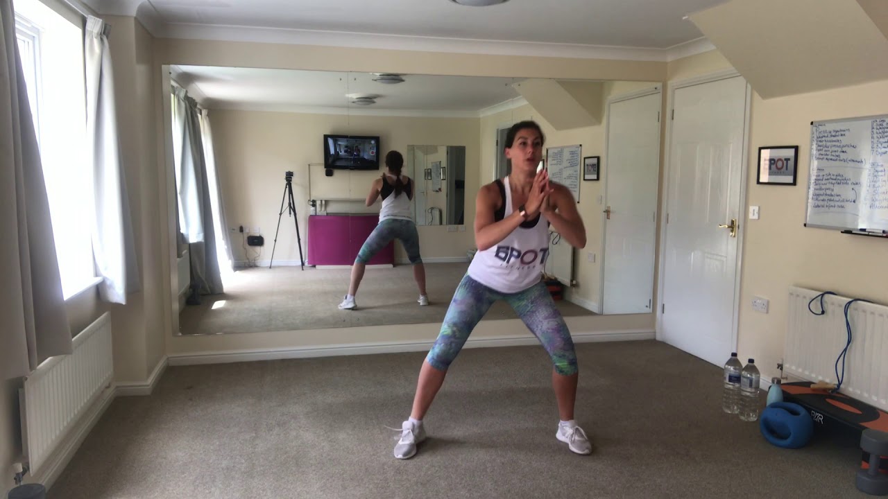 Squat pulse side steps - YouTube