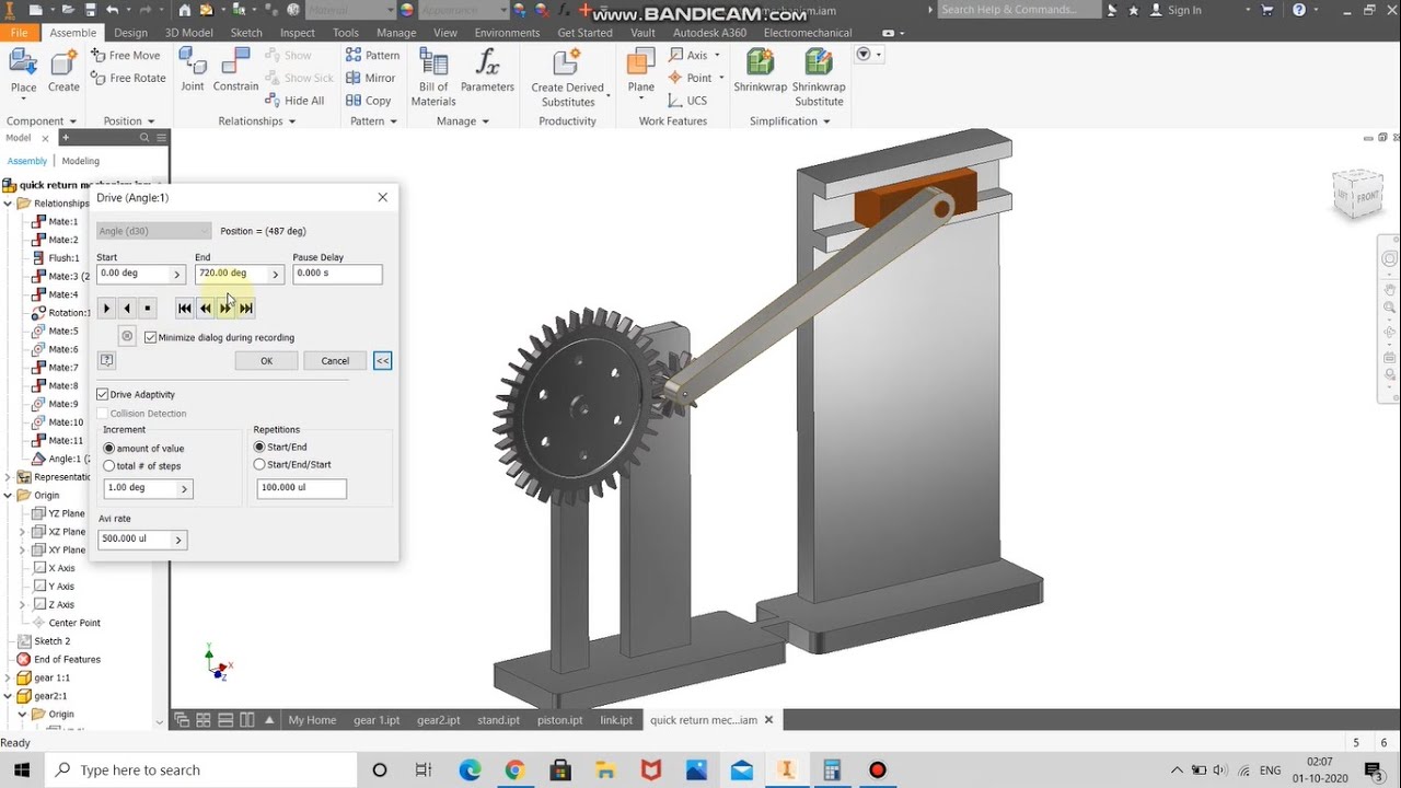 QUICK RETURN MECHANISM IN INVENTOR. - YouTube