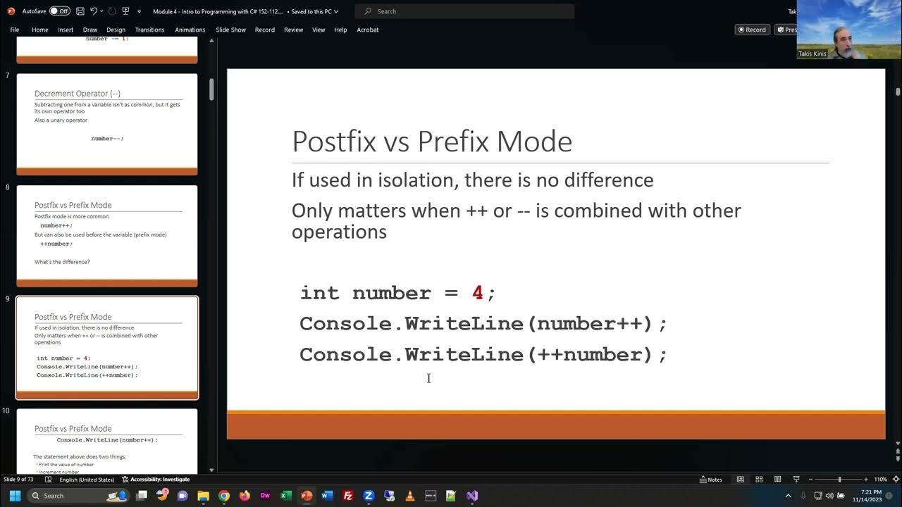 Intro to Programming in C# - Module 4 Lecture (Loops) - Fall 2023 Term 2 - YouTube