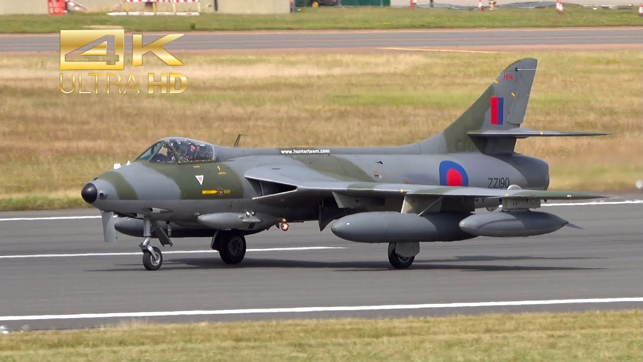 (4K) Hawker Hunter F58 from Hawker Hunter Aviation ZZ190 arrival RAF ...