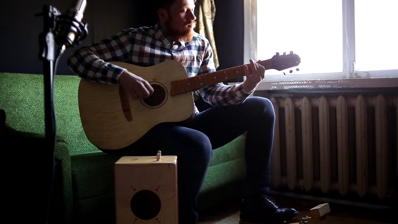 Wooden Electroacoustic Stomp box foot percussion with tambourine and ...