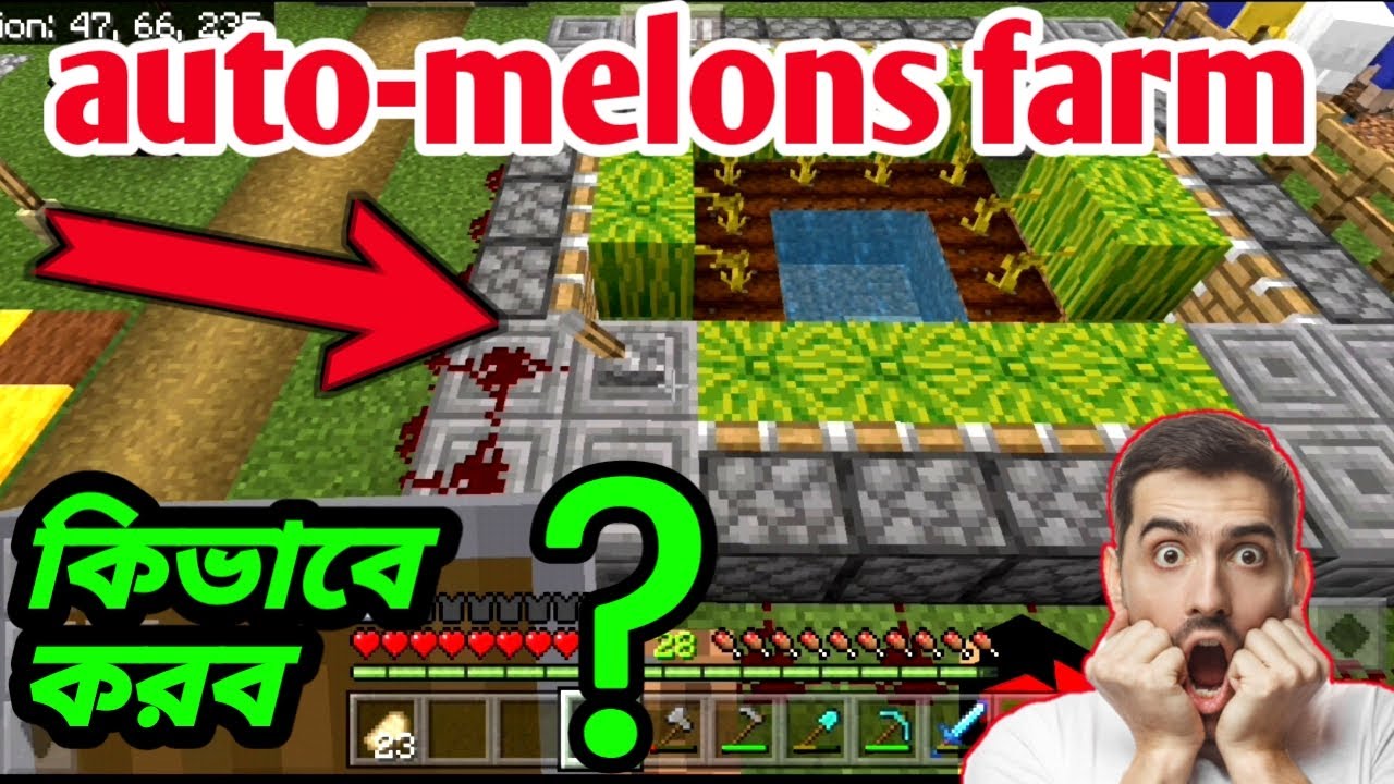 Minecraft | how to make auto-melons farm | automatic pamkin farm ...