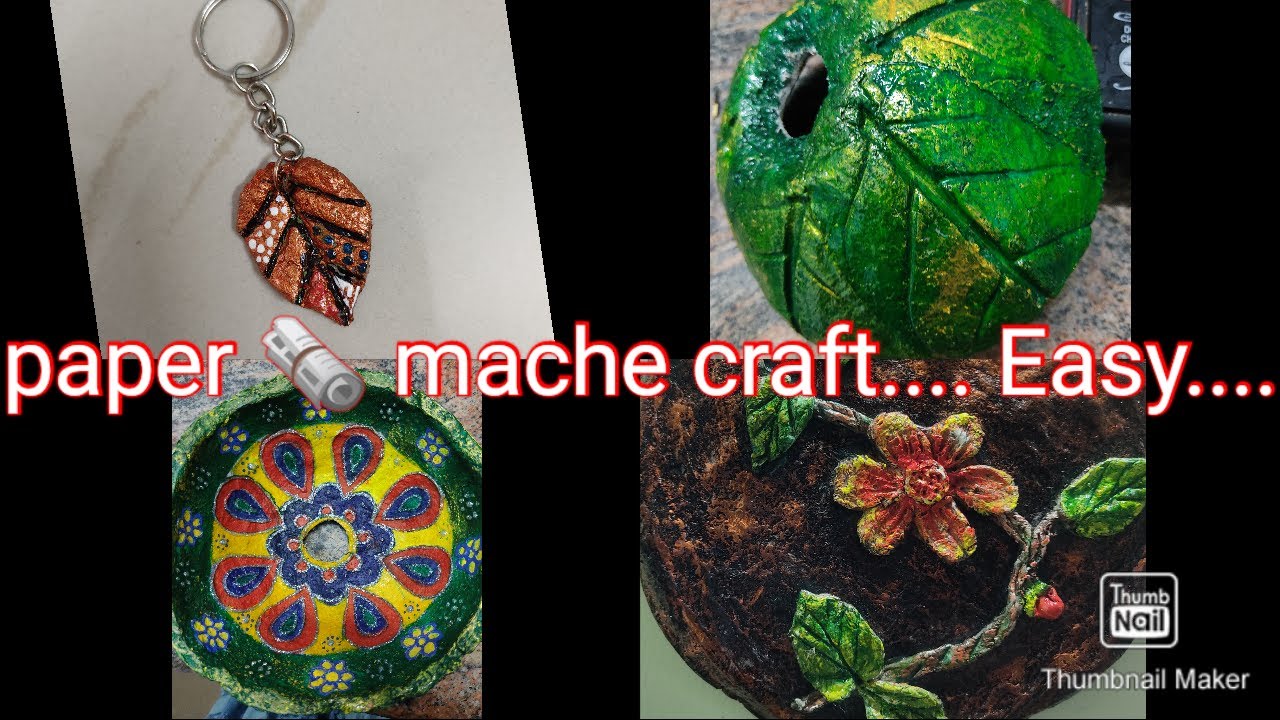 Paper Mache Crafts... key chain, wall hanging ... easy - YouTube