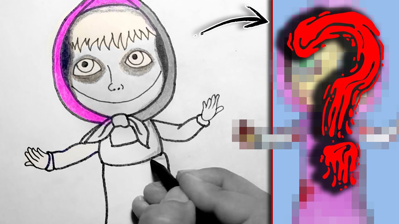 How To Draw Masha From Masha and the Bear, The Horror version | Step by ...