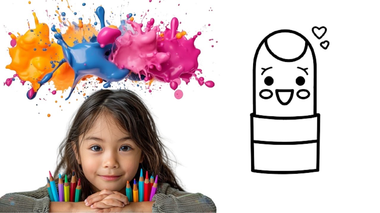 Funny Lipstick 👄 Makeup Drawing For Kids - Coloring Sketch For Children ...