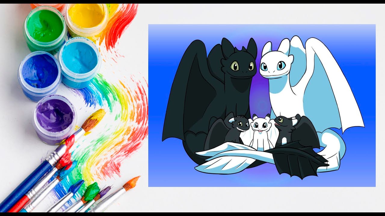 How to Draw Toothless and Light Fury's Babies Step by Step Tutorial ...