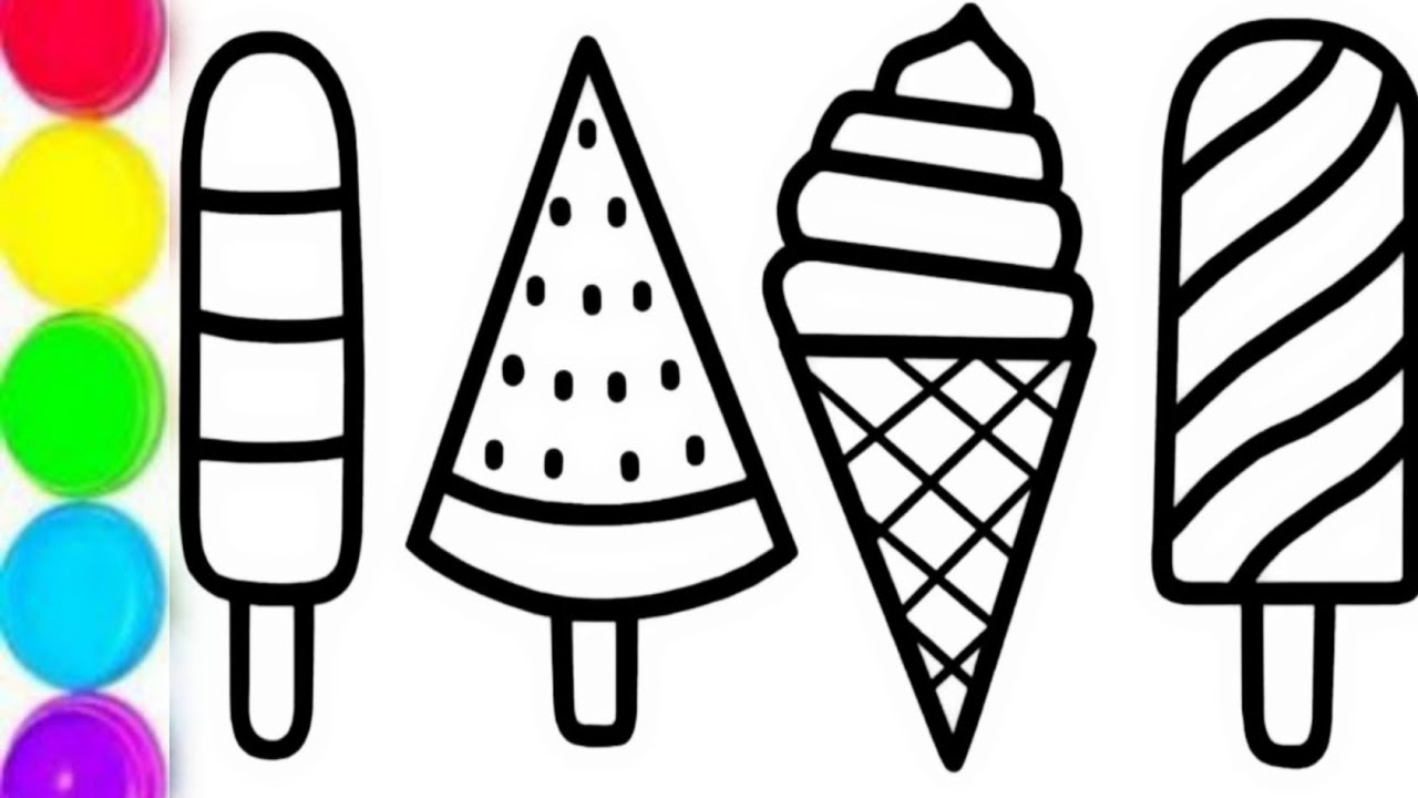 Glitter 4 Ice Creams coloring and drawing for Kids, Toddlers || How to ...