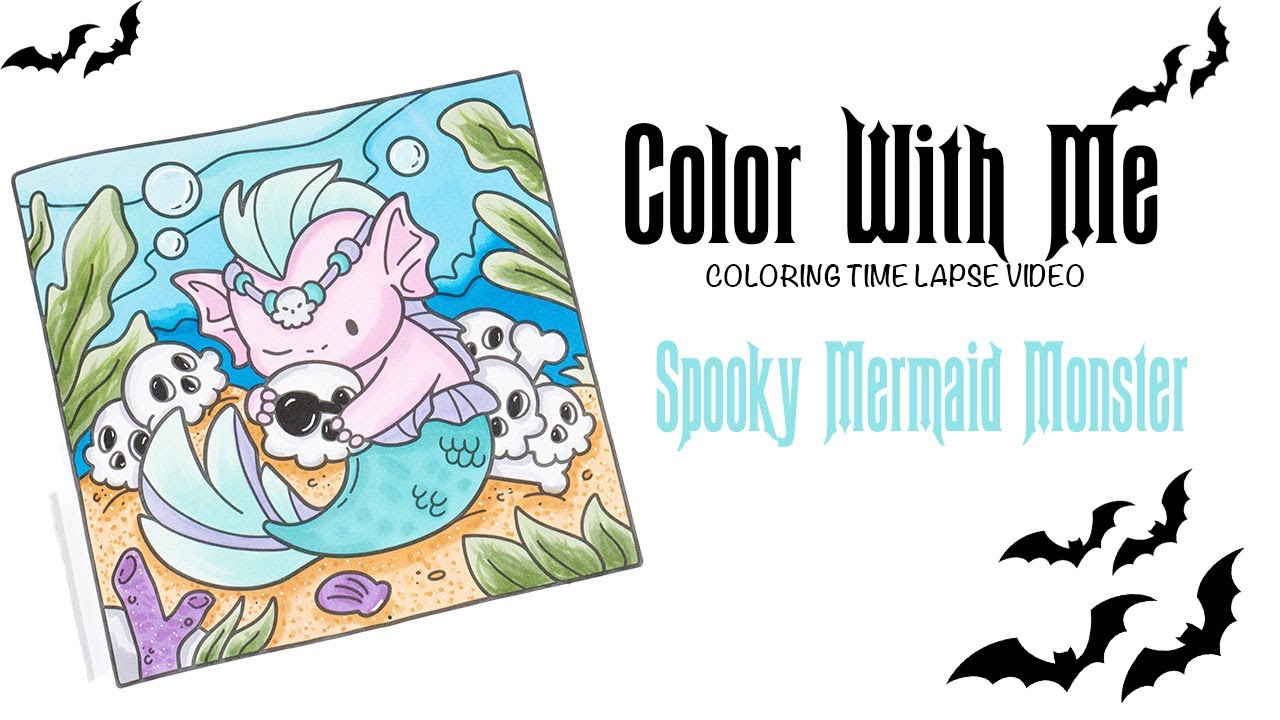 Color With Me | Spooky Mermaid Monster | Coloring Time Lapse - YouTube