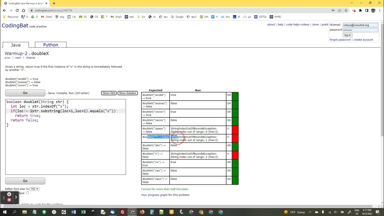 Day24 CodingBat Warmup-2 6 problems worked out 10-3-22 - YouTube