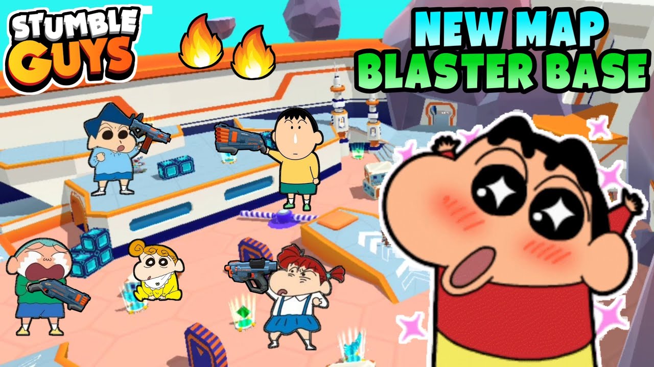 Shinchan and his friends playing blaster base map in stumble guys 😱🔥 | shinchan plays stumble ...