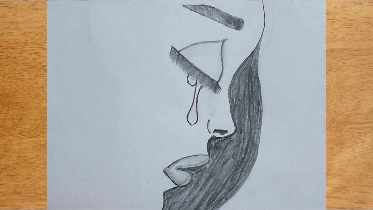 Sad Girl Drawing | How to Draw Sad Girl | Tear Drop | Step by Step ...