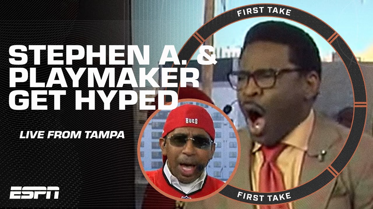 Stephen A. & Michael Irvin get the crowd riled up in Tampa before the ...