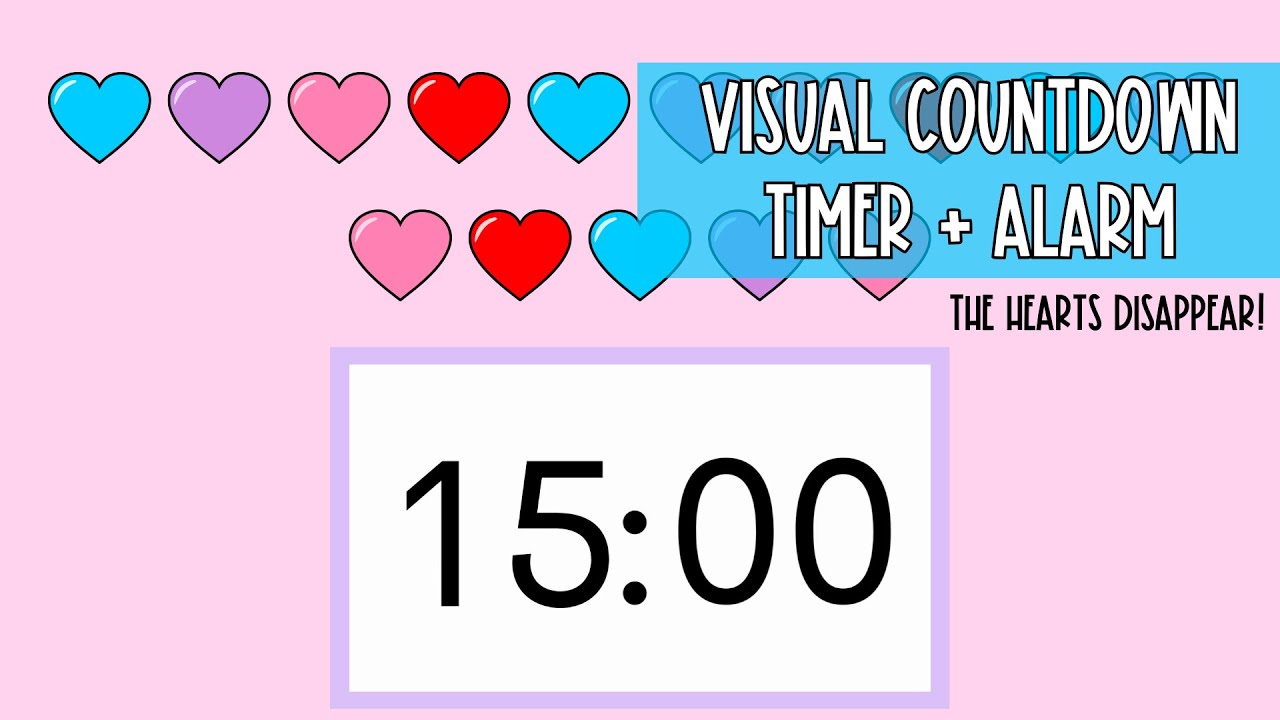Valentine's Day Hearts 15 Minute Visual Countdown Timer - YouTube