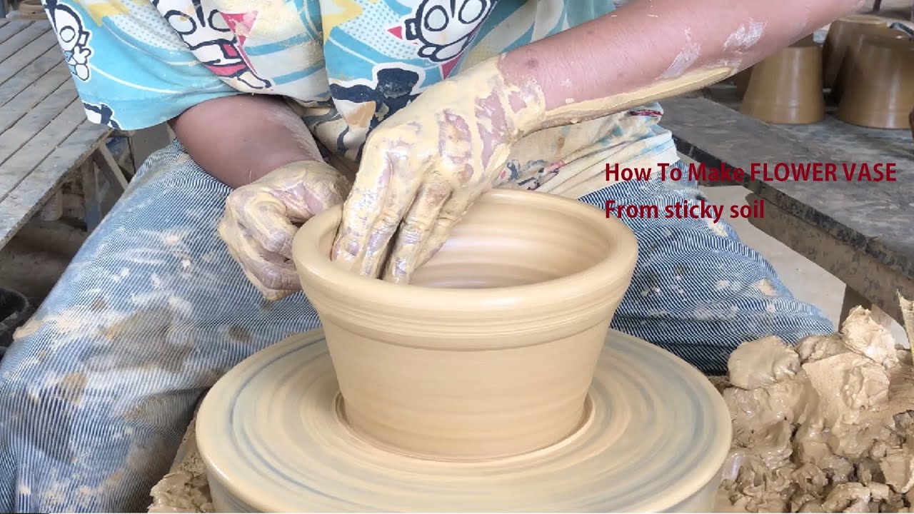How To Make FLOWER VASE From sticky soil - YouTube