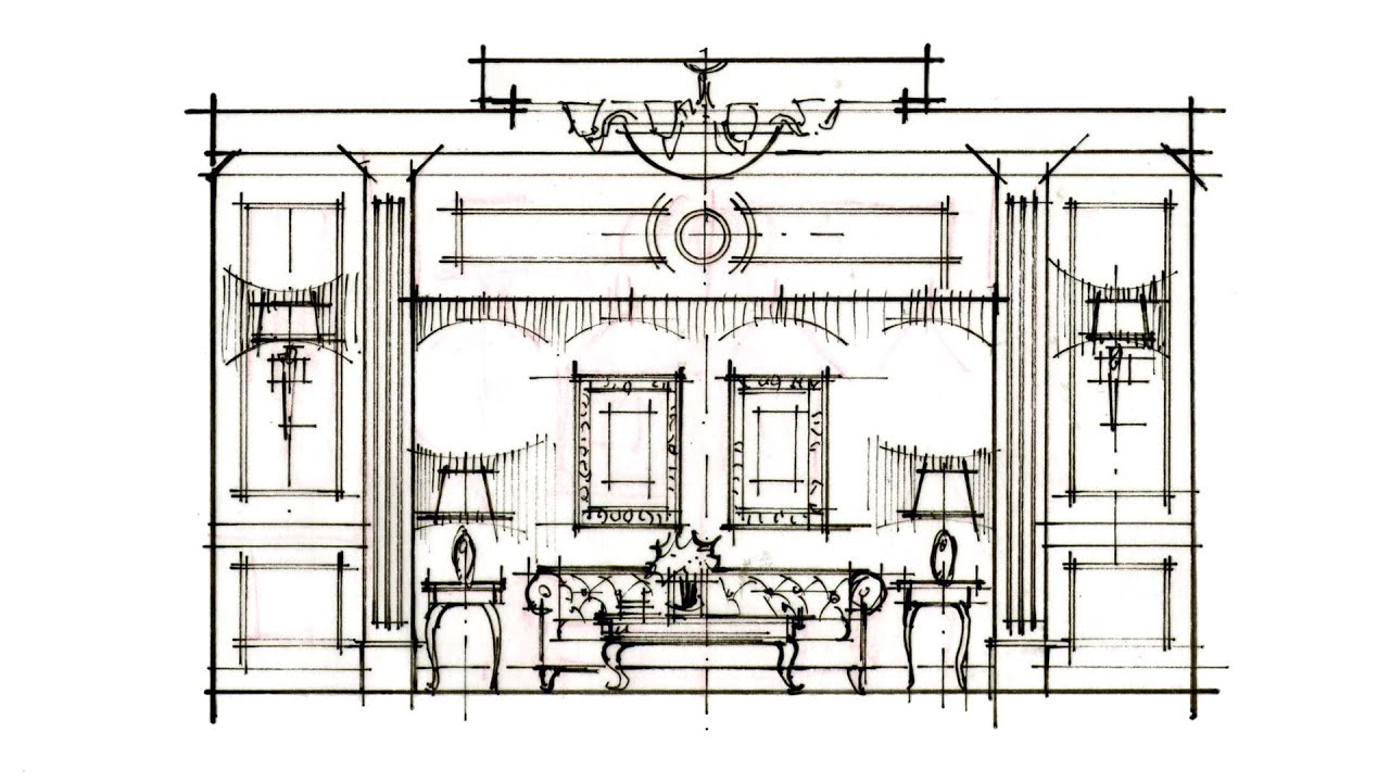 Design Sketch, Elevator Lobby, 3 Plan Elevation: Ink, 240215 (24x Speed ...