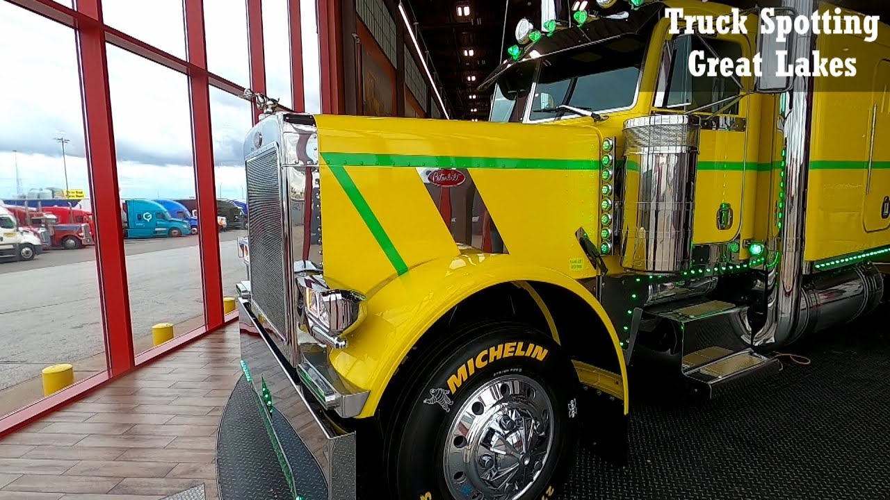 AMAZING Yellow Peterbilt At Iowa 80 Truck Stop - YouTube