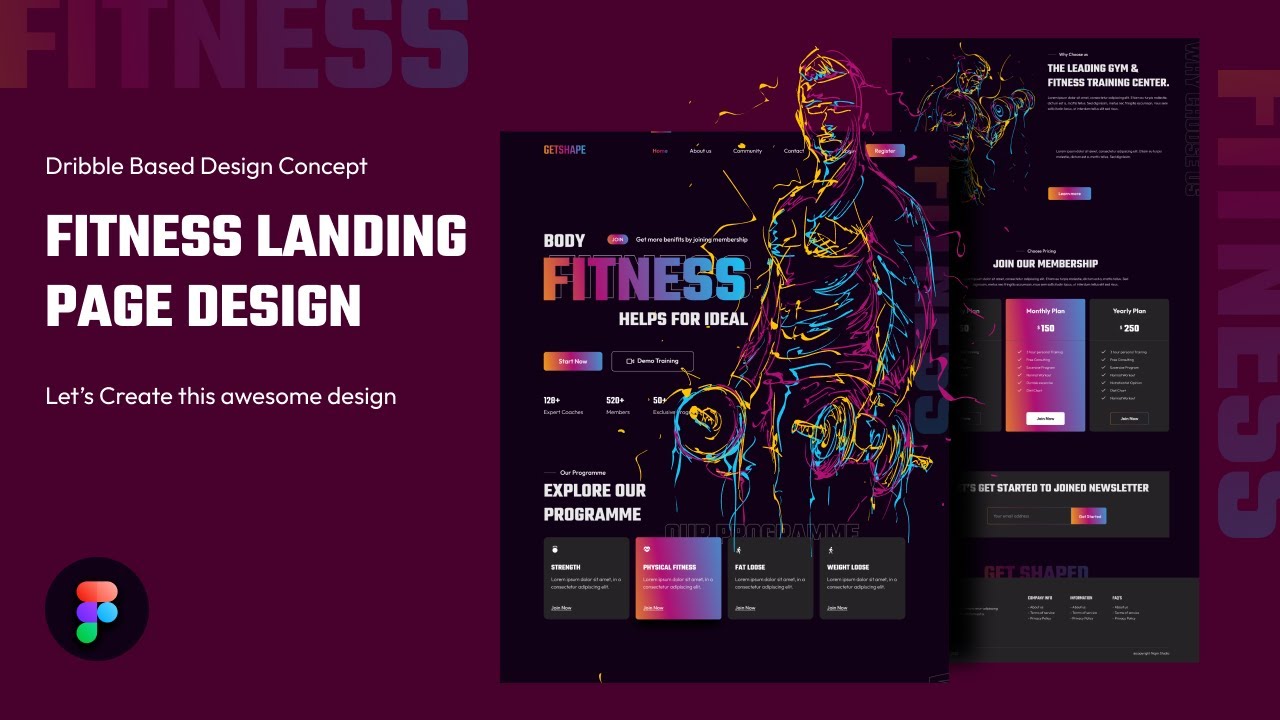 How to Design Fitness Landing Page For Dribble and Client | Figma UI UX ...