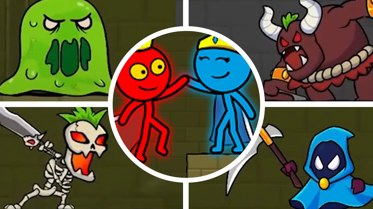Red Stickman + Red Stickman 2 - All Bosses - YouTube