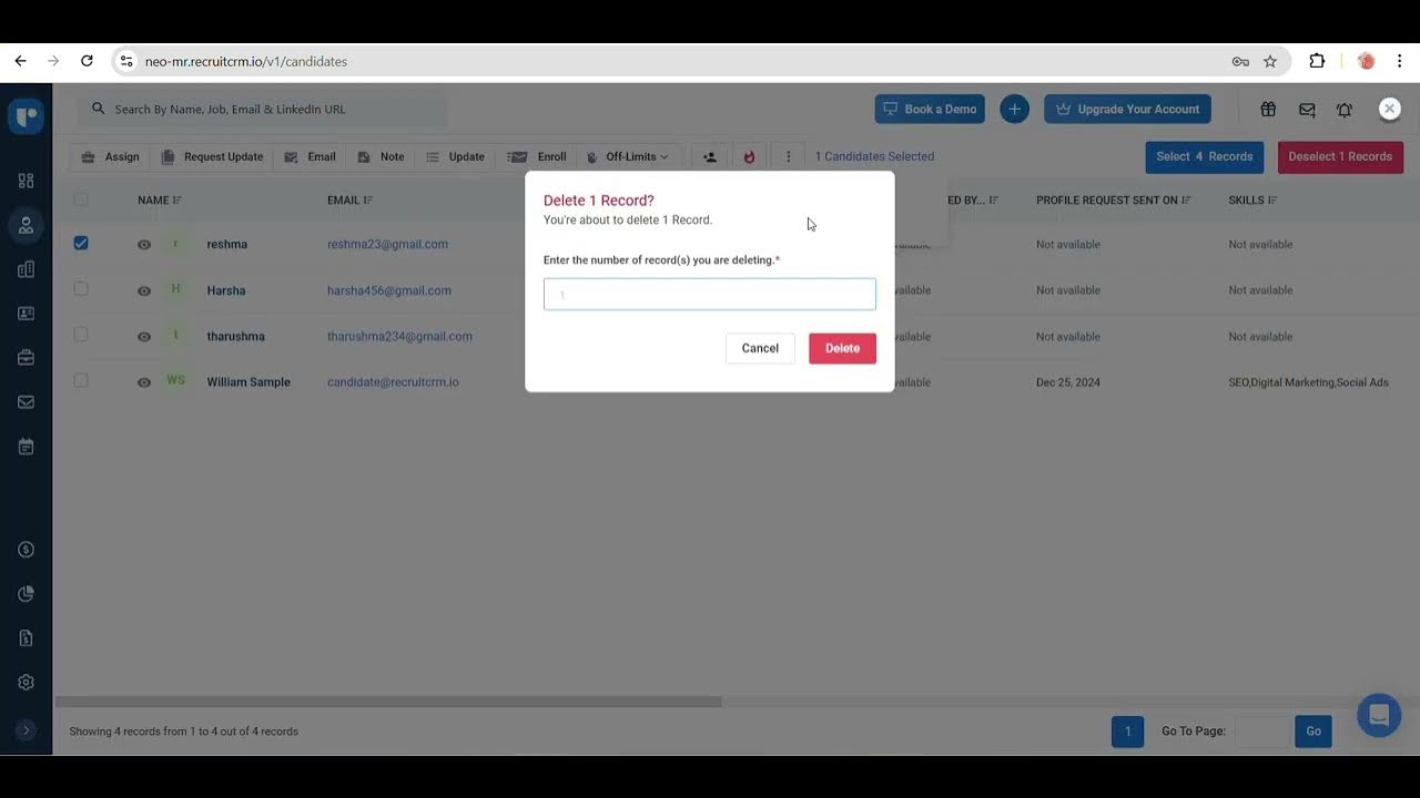 recruit crm , delete functionality #recruitcrm - YouTube