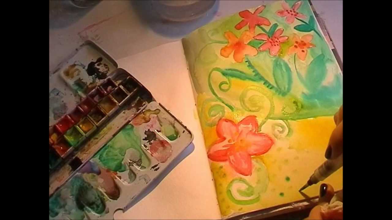 Art Journaling with iHanna: watercolour experiments - YouTube