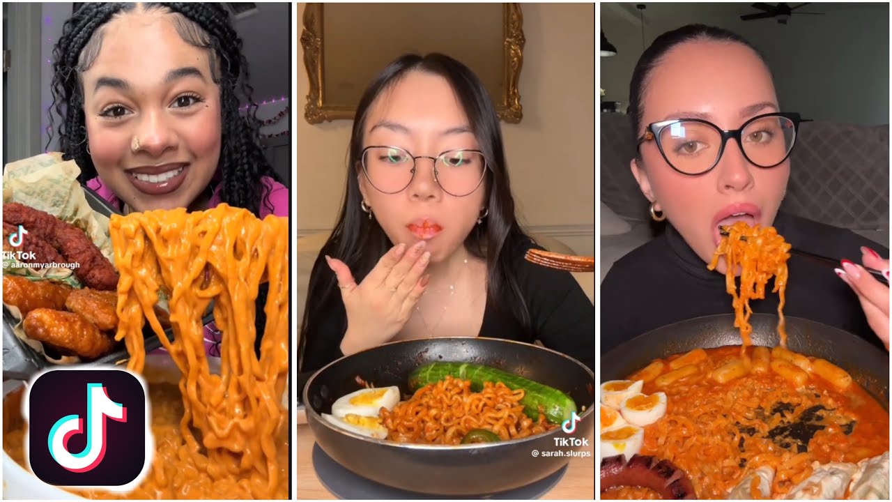 BULDAK RAMEN NOODLES Mukbang TikTok Compilation - YouTube
