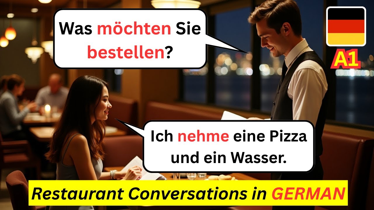 German A1: Easy Restaurant Dialogues 🍽 | Ordering & Paying for Food ...