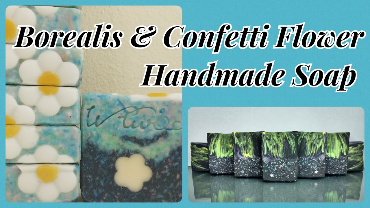 Borealis & Confetti Flower - Splash Swirl & No Waste Cold Process Soap ...