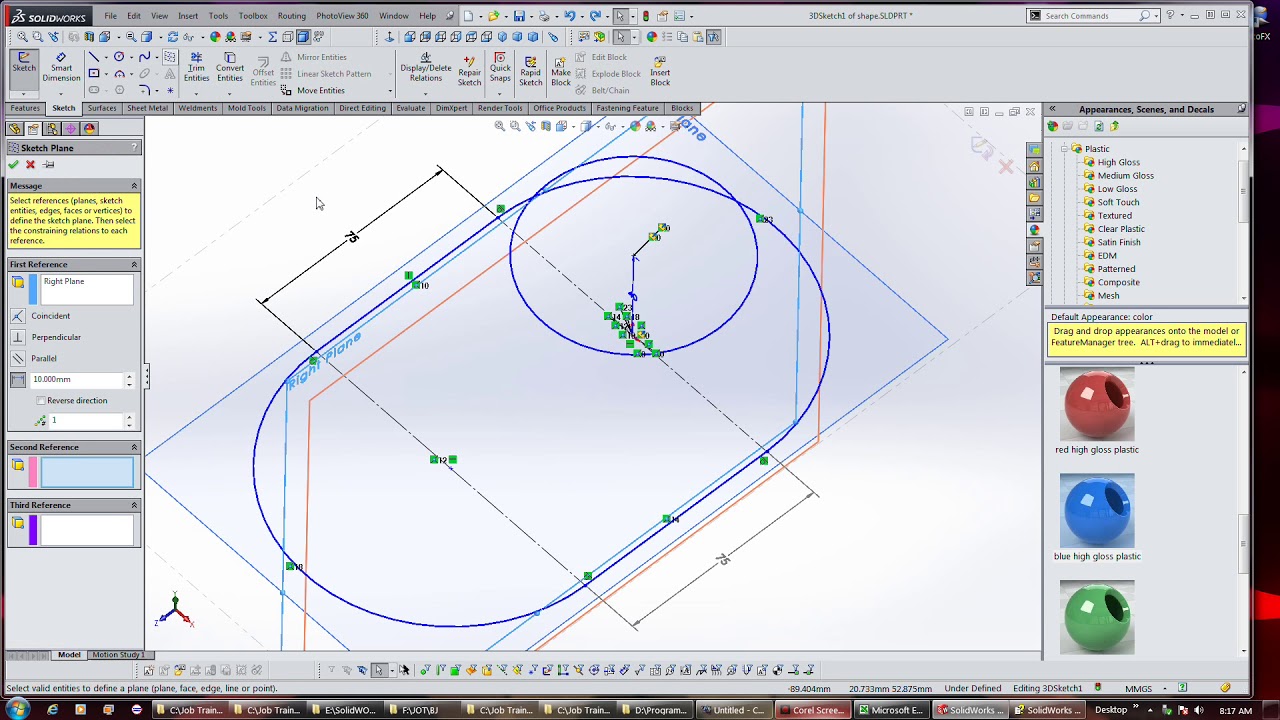 Solidworks 1 3D Sketch with planes - YouTube