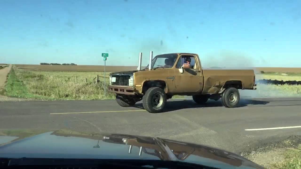 85 Chevy K20 with stacks - YouTube