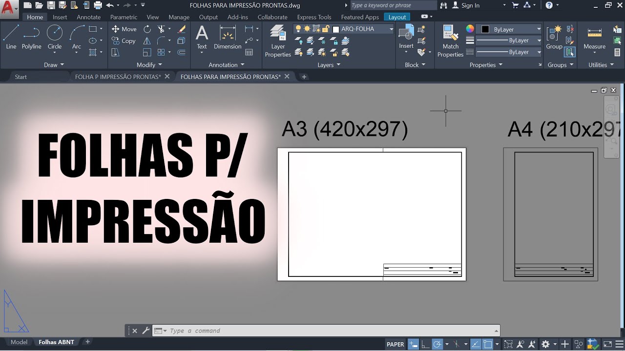 Como criar Folhas para Impressão no AutoCAD (PLOTAGEM) - YouTube