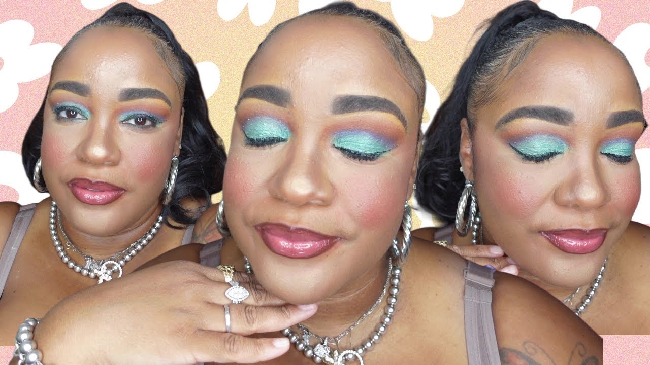 DOLLING MYSELF UP, CUT CREASE BLUE EYESHADOW FULL FACE OF MAKEUP, DRESS ...