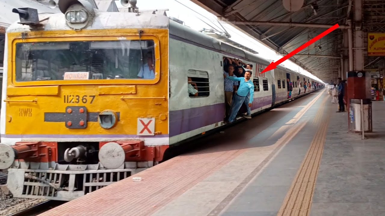 Bardhaman Howrah Conventional EMU Local Train Arriving Howrah Station ...