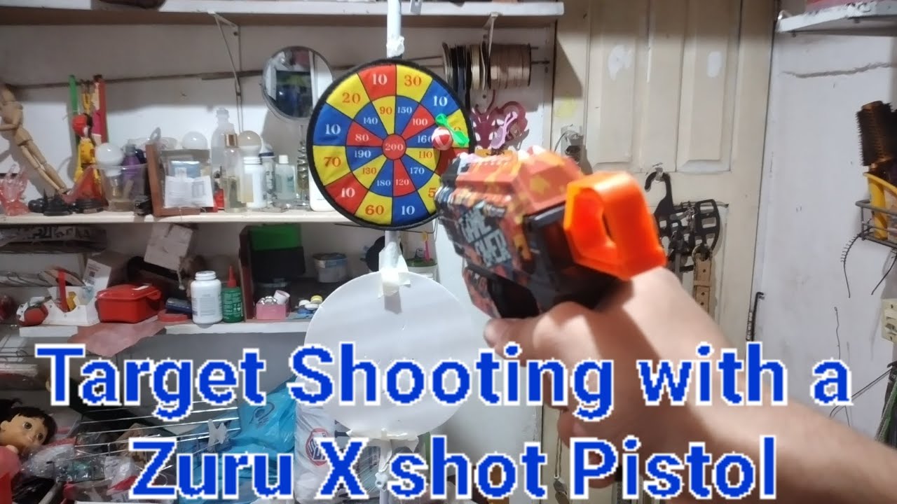 Target Shooting with a Zuru X shot Pistol - YouTube