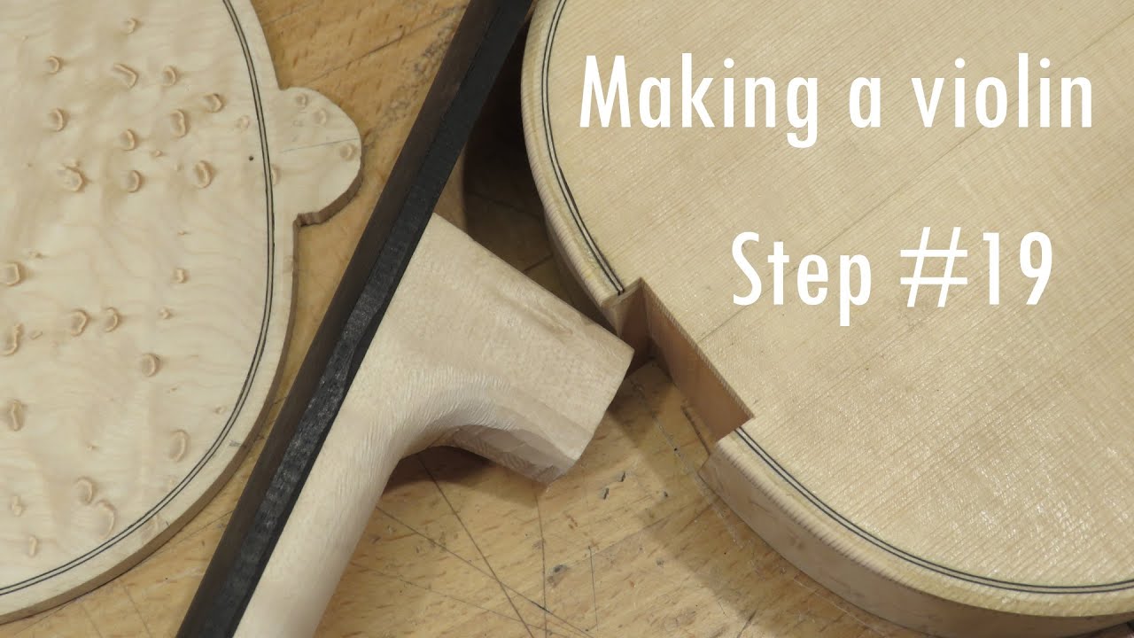 Making a violin - step 19 - GIVEAWAY! - Placing the neck on the body ...