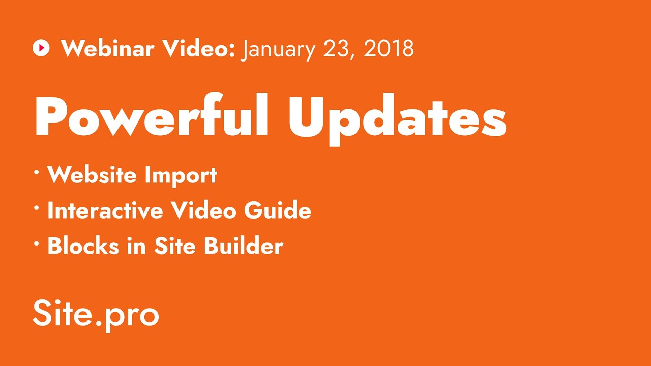 Site.pro Website Builder Webinar: Powerful Updates - YouTube