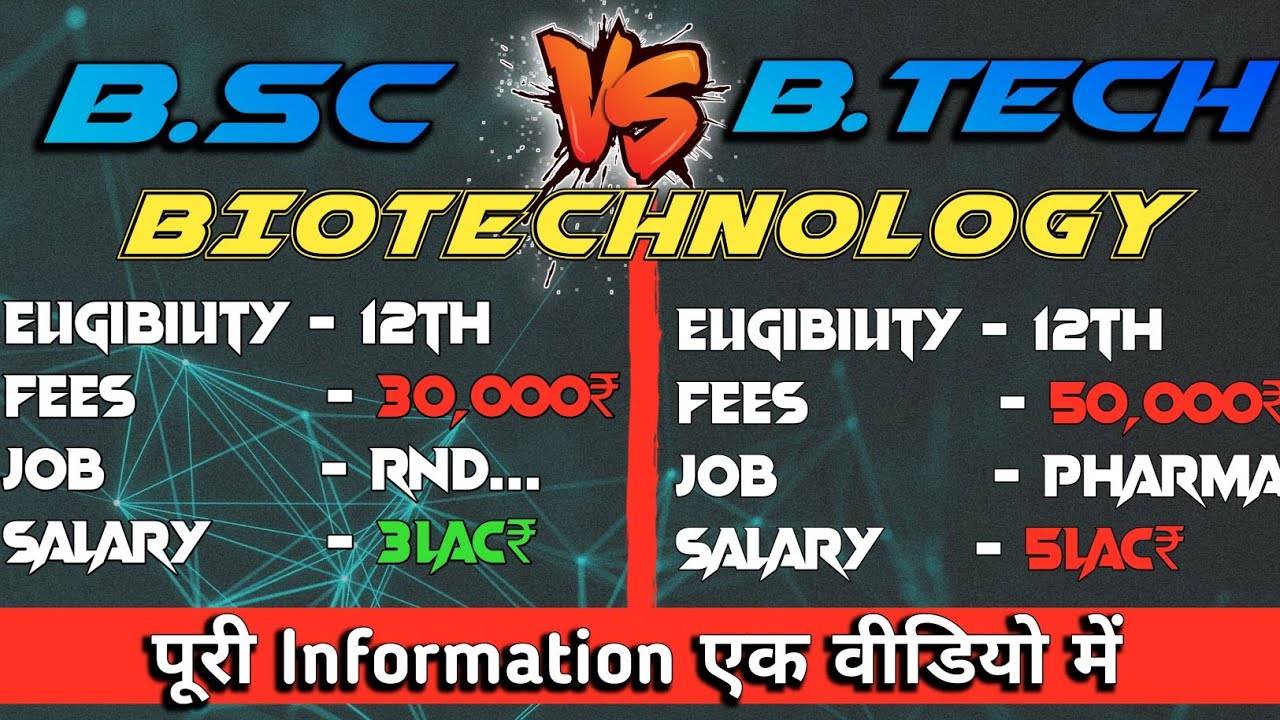 Bsc biotechnology vs B.tech biotechnology career and job opportunities ...