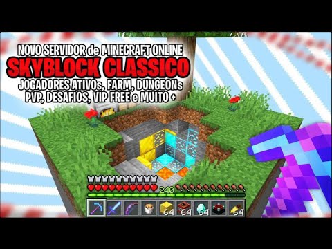 NOVO SERVIDOR DE SKYBLOCK ONLINE para MINECRAFT JAVA e BEDROCK com COMUNIDADE ATIVA, ECONOMIA e ...
