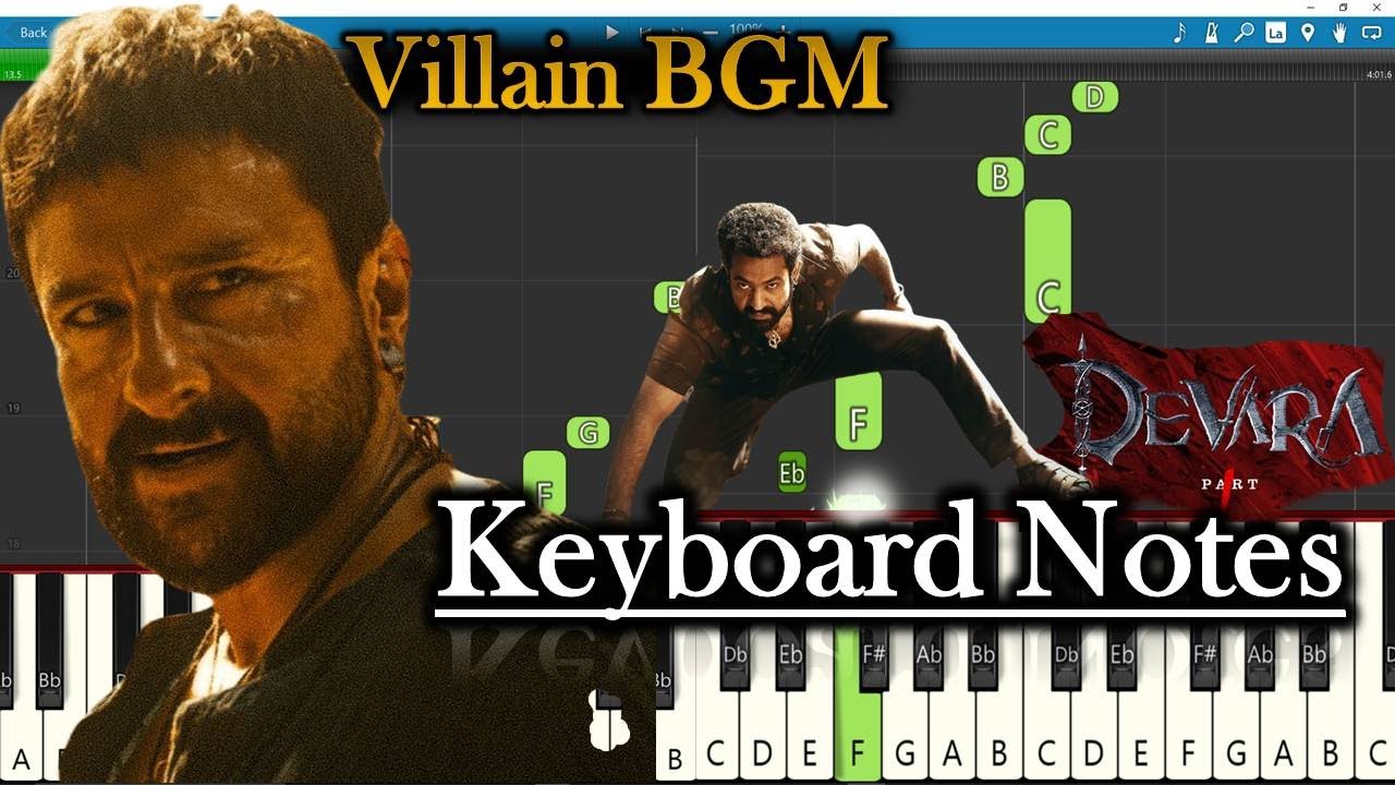 Devara Villain BGM Keyboard Notes | Anirudh | NTR | Saif Ali Khan ...