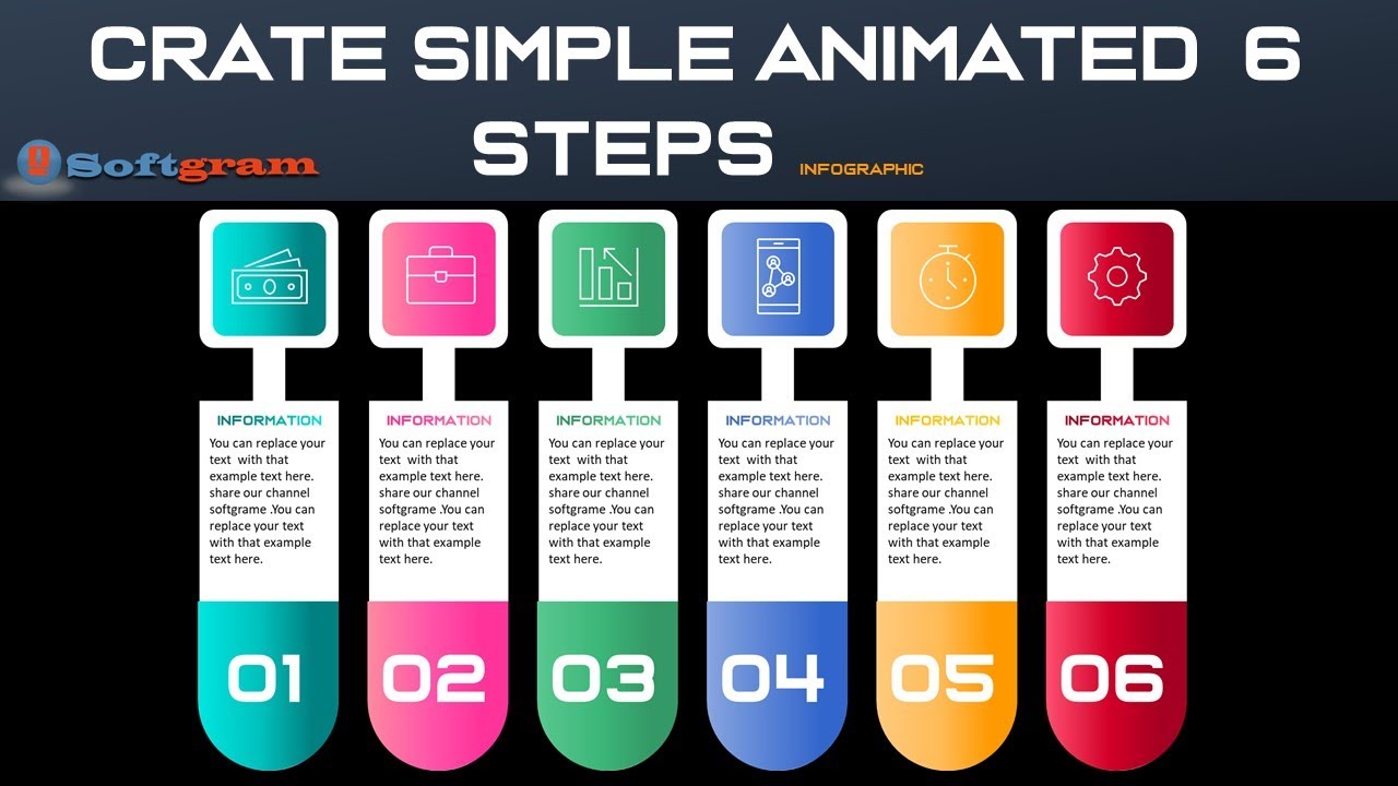 48.how to Create Simple animated 6 steps infographic - YouTube