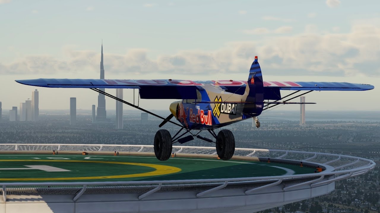 RedBull XCub landing on the Burj Al Arab Helipad in X-Plane 12 - YouTube